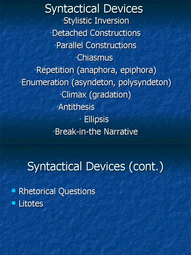 Syntactical - Devices 2 | PDF | Syntax | Language Mechanics