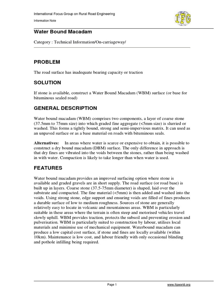 Water Bound Macadam | PDF | Road | Drainage