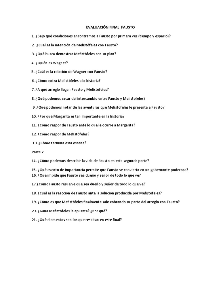 Evaluación Final Fausto | PDF