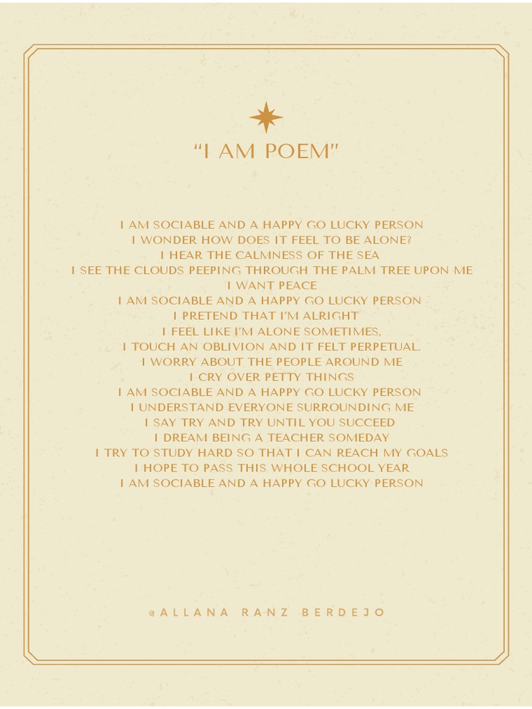 I Am Poem | PDF