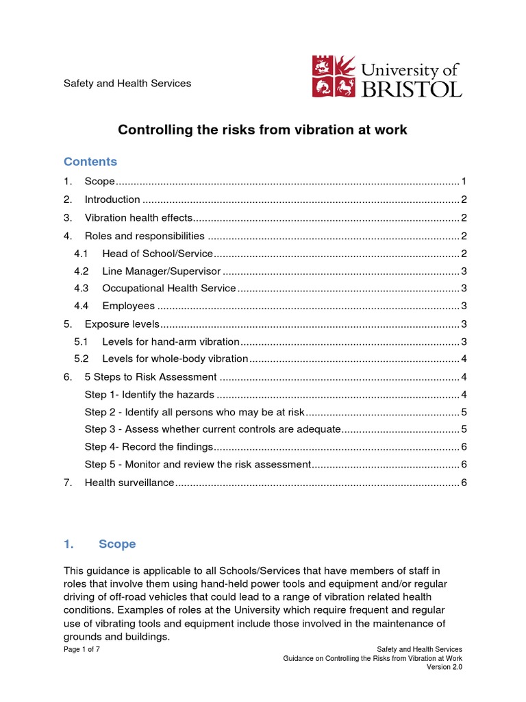 Controlling The Risks From Vibration at Work | Download Free PDF ...