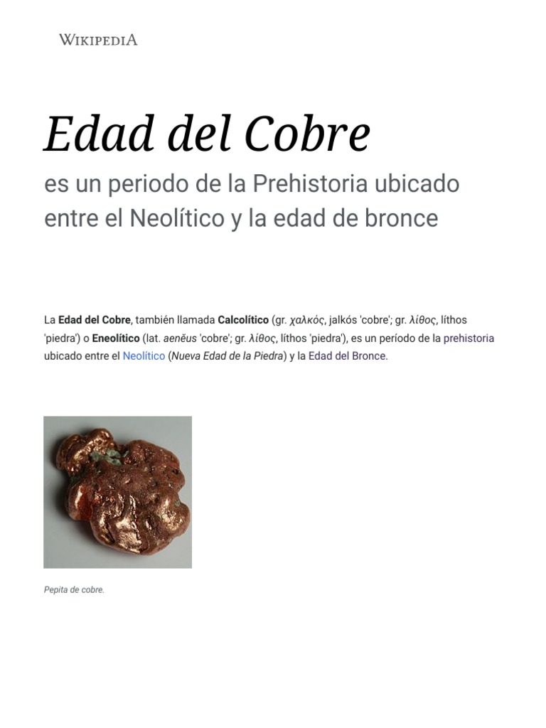 Edad Del Cobre Pdf Arqueología