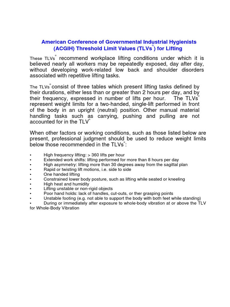 American Conference of Governmental Industrial Hygienists (Acgih ...