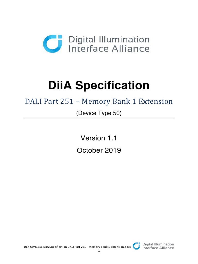 Diia Specification: Dali Part 251 - Memory Bank 1 Extension | PDF | Read Only Memory | Byte