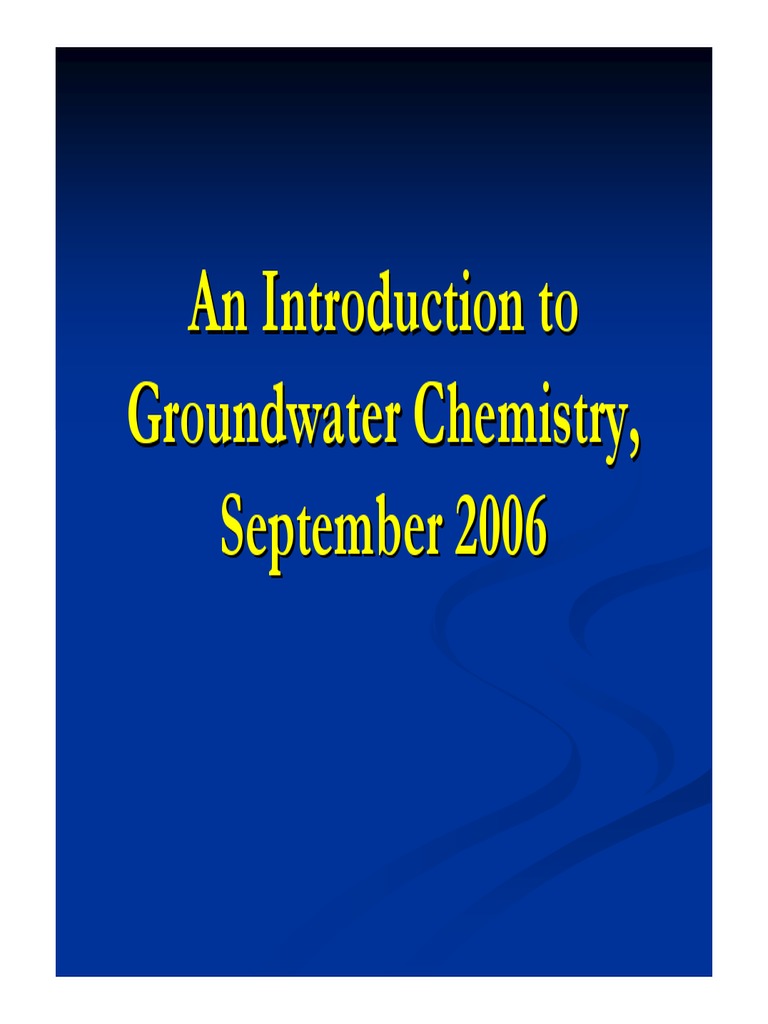Groundwater Chemistry-August 2006 | PDF | Chloride | Chemistry