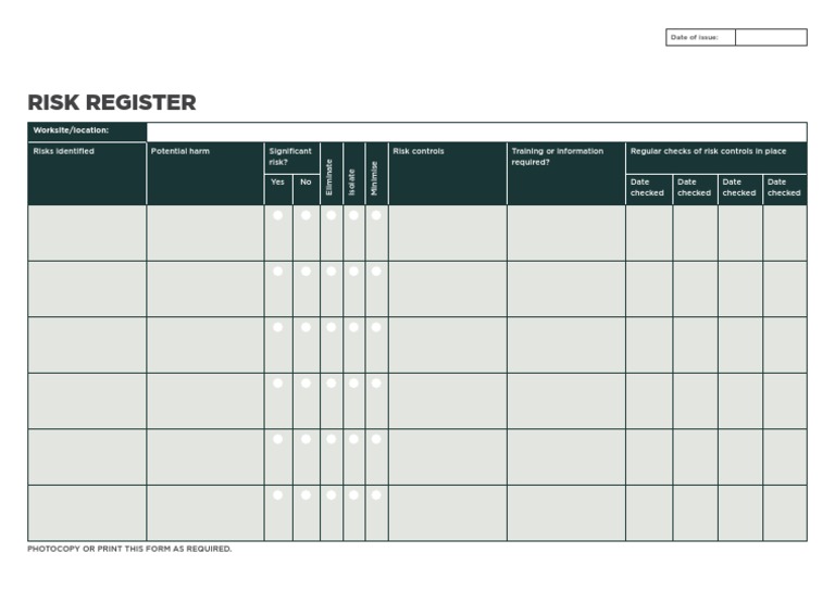 53WKS 13 Agriculture Risk Register Template | PDF