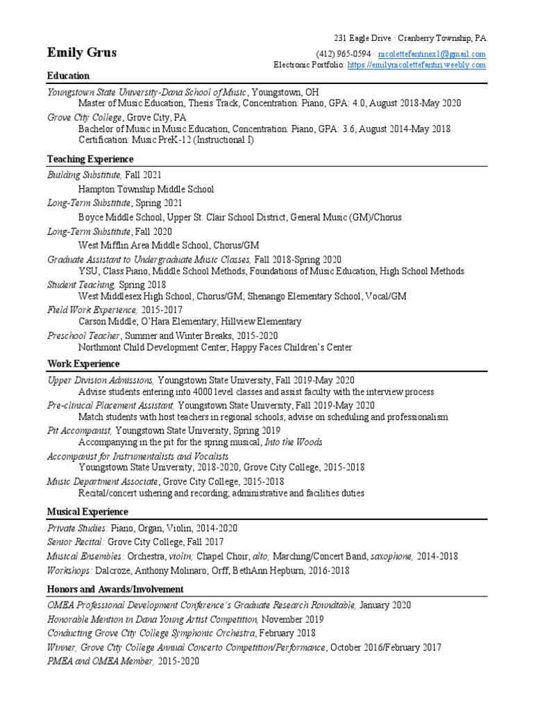 Grus Resume | PDF | Choir | Classical Music