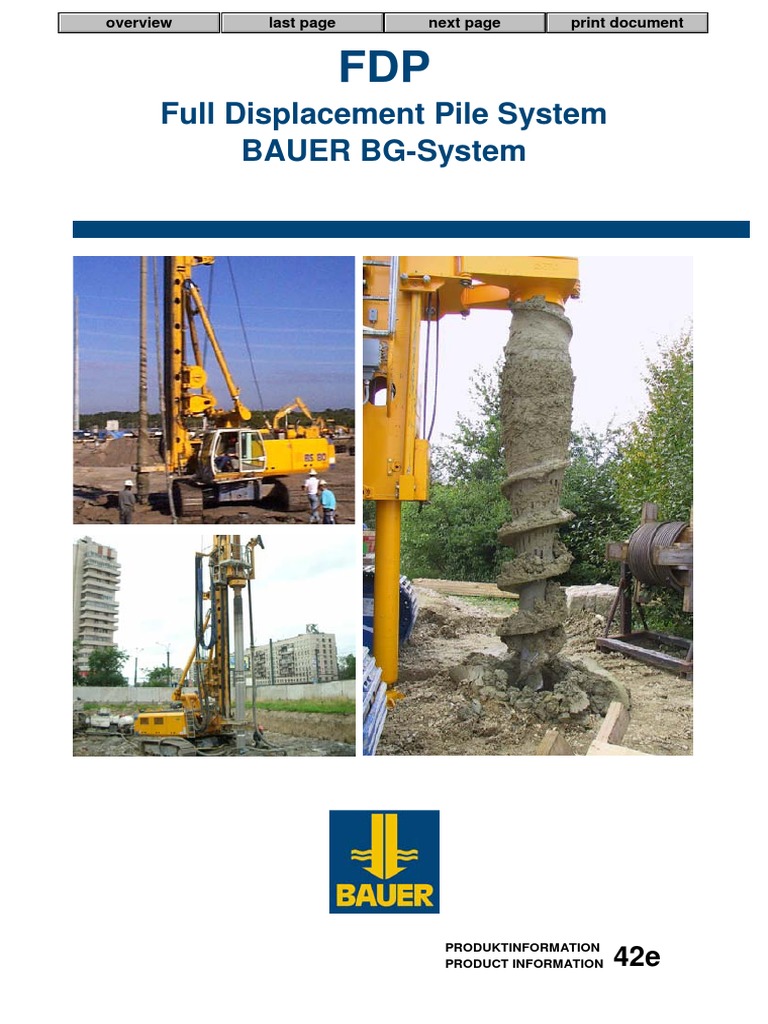 Full Displacement Pile System BAUER BG-System: Produktinformation ...