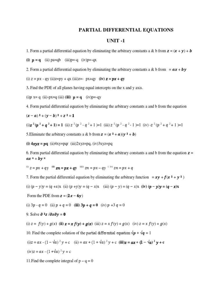 Partial Differential Equations Overview | PDF | Partial Differential ...