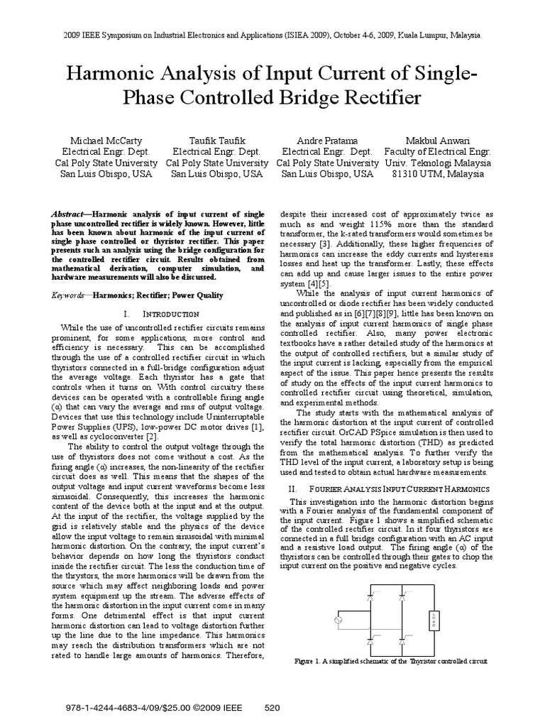 Harmonic Analysis | PDF | Rectifier | Power Electronics