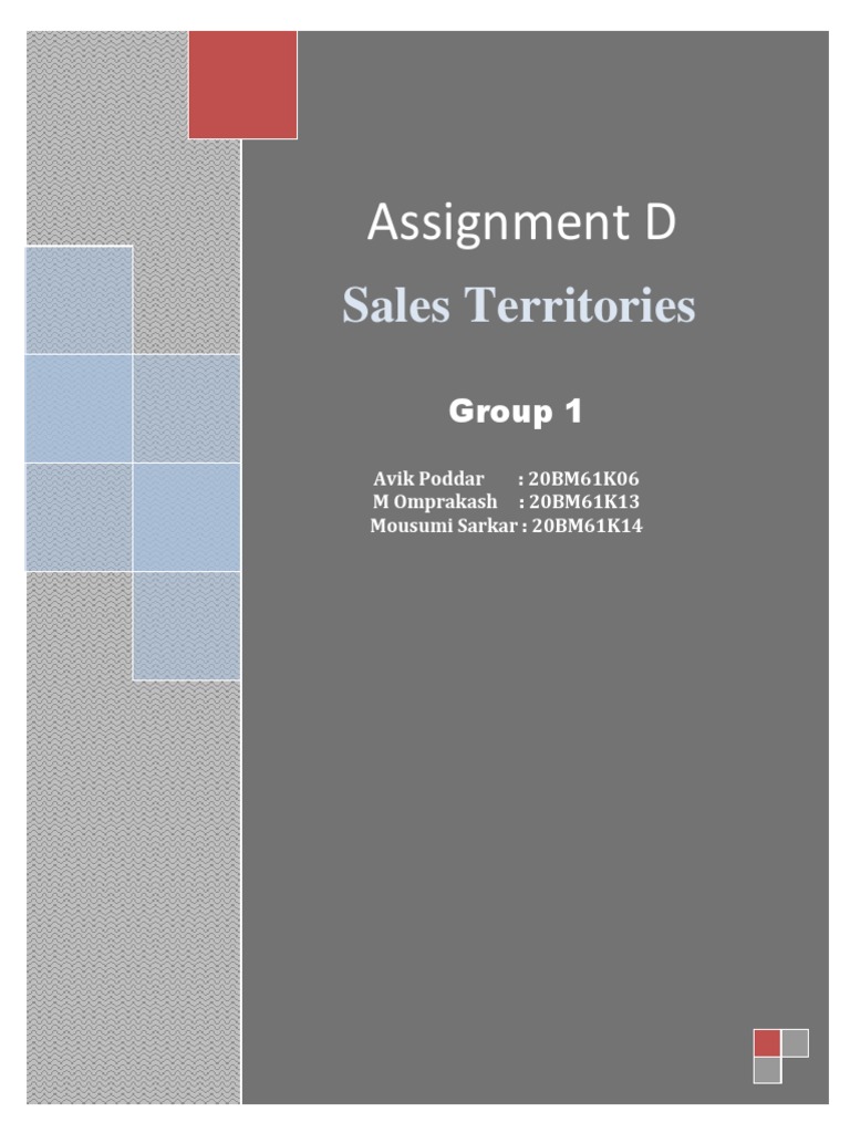 S&D Group Assignment D Sales Territory GRP 1 Final | PDF | Sales | Business
