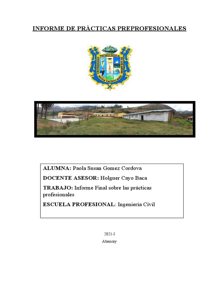 Informe de Pràcticas Preprofesionales | PDF | Fundación (Ingeniería)