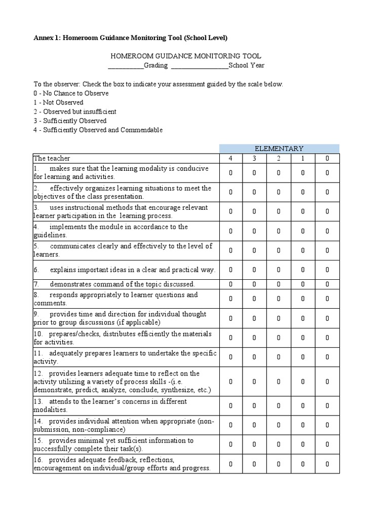 HOMEROOM GUIDANCE MONITORING TOOL 3edited | PDF | Decision Making ...