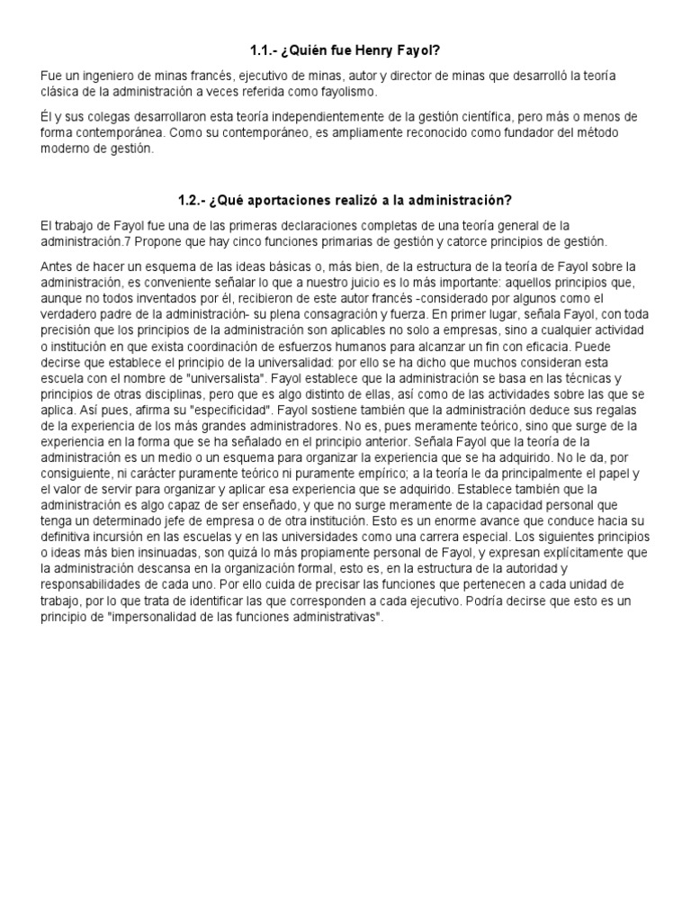 Henry Fayol y Fayolismo | PDF | Science | Interacciones de disciplina ...
