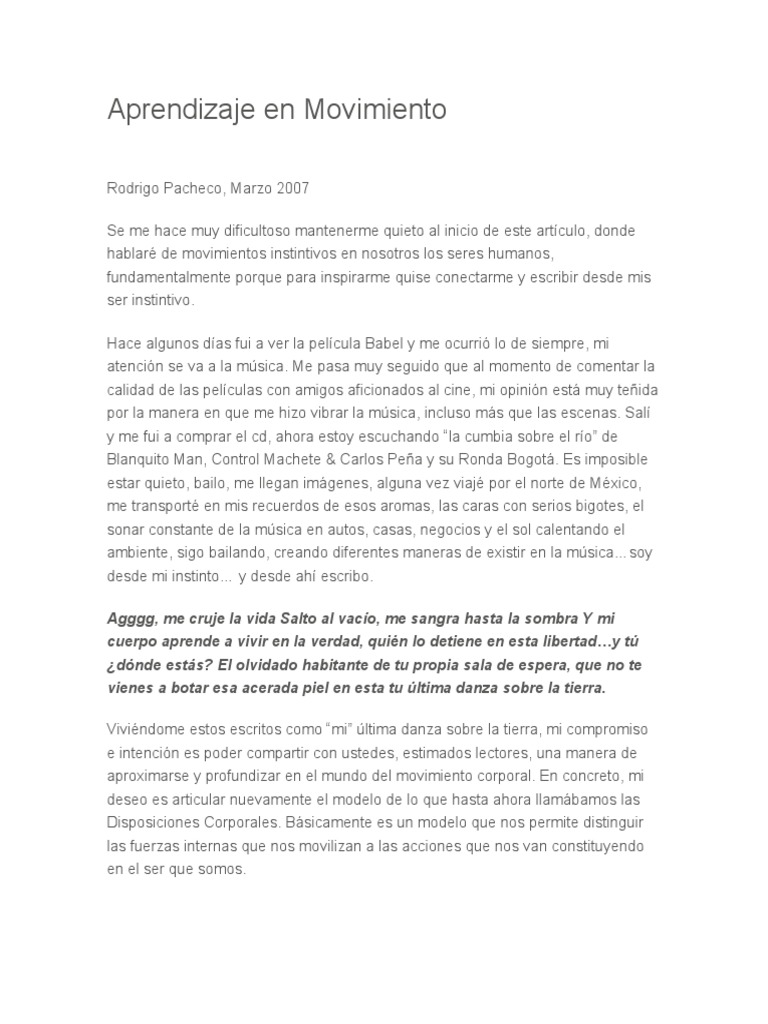 S1 - Aprendizaje en Movimiento | PDF | Aprendizaje | Las emociones