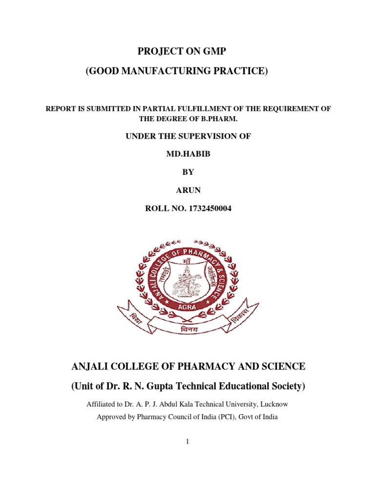 Report On GMP | PDF | Verification And Validation | Packaging And Labeling