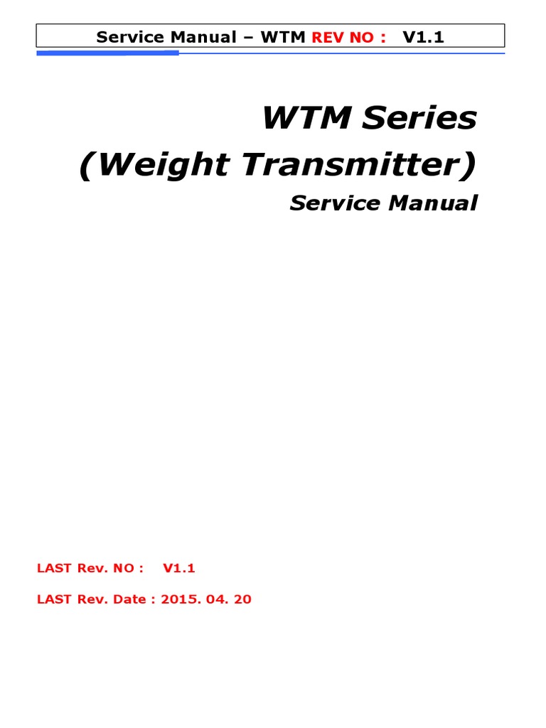WTM Service Manual (ENG) | PDF | Calibration | Power Supply