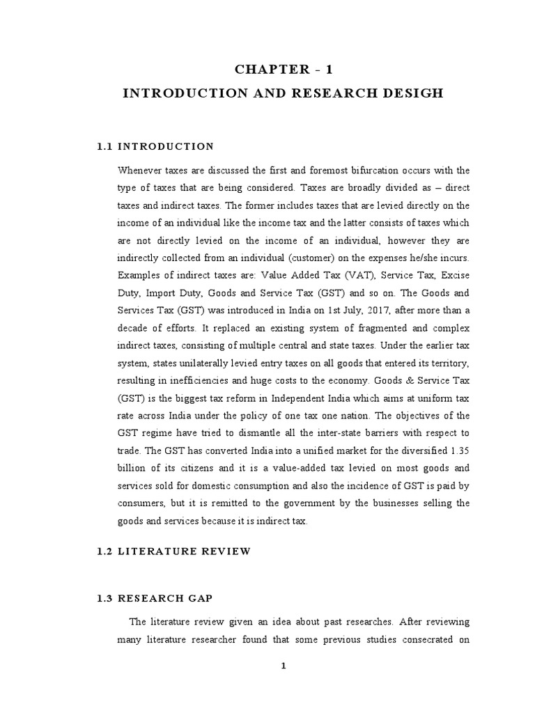 Chapter - 1 Introduction and Research Desigh | PDF | Taxes | Value ...