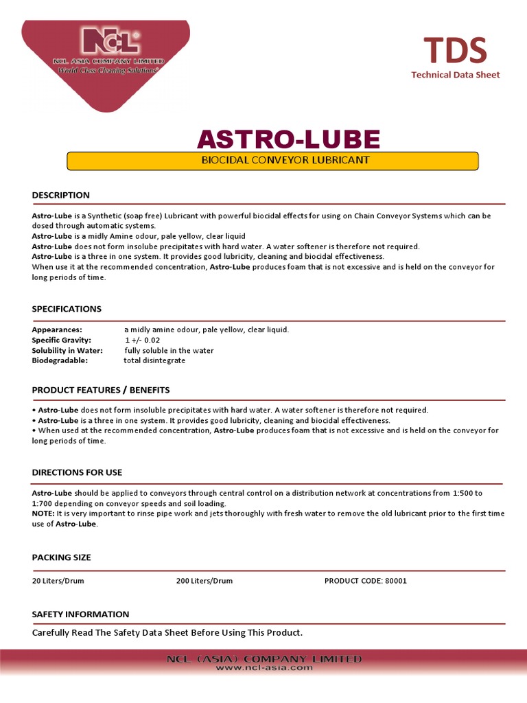 ASTRO-LUBE - Technical Data Sheet (TDS) ENG | PDF | Technology ...