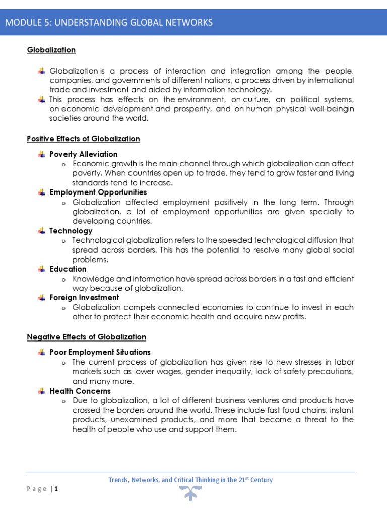 Module 5: Understanding Global Networks: Globalization | PDF ...