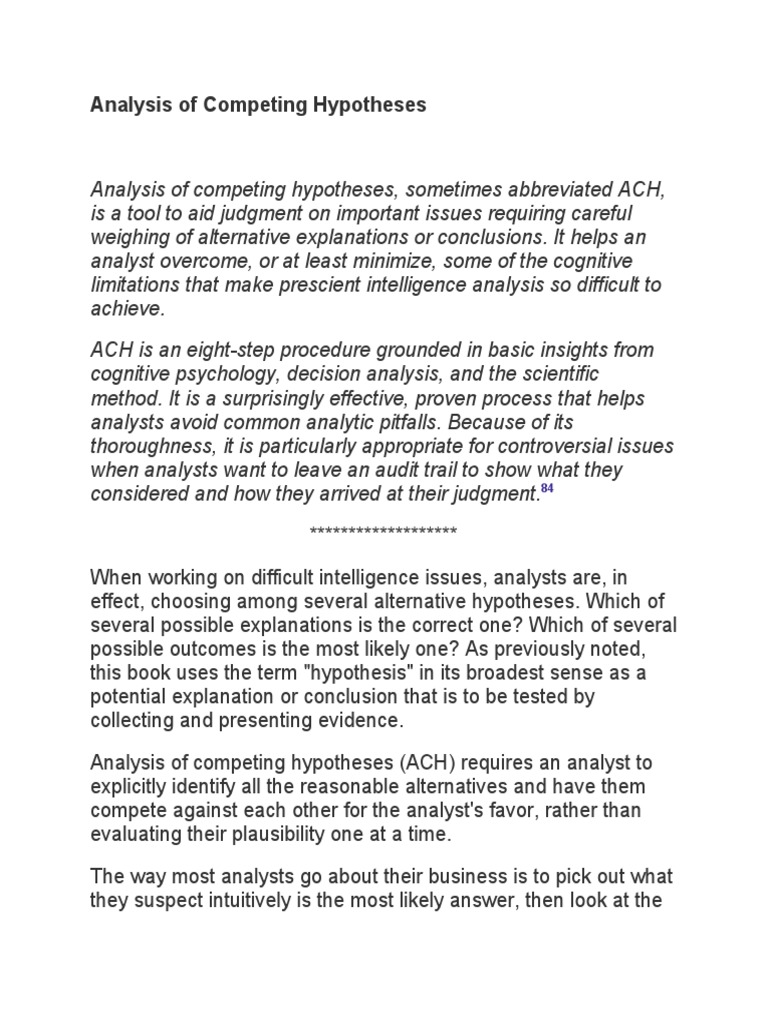 Analyzing Competing Explanations with ACH | PDF | Intelligence Analysis ...
