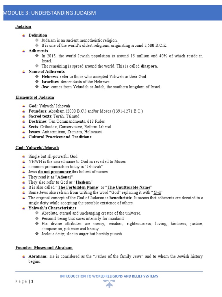 Module 3: Understanding Judaism: Introduction To World Religions and ...