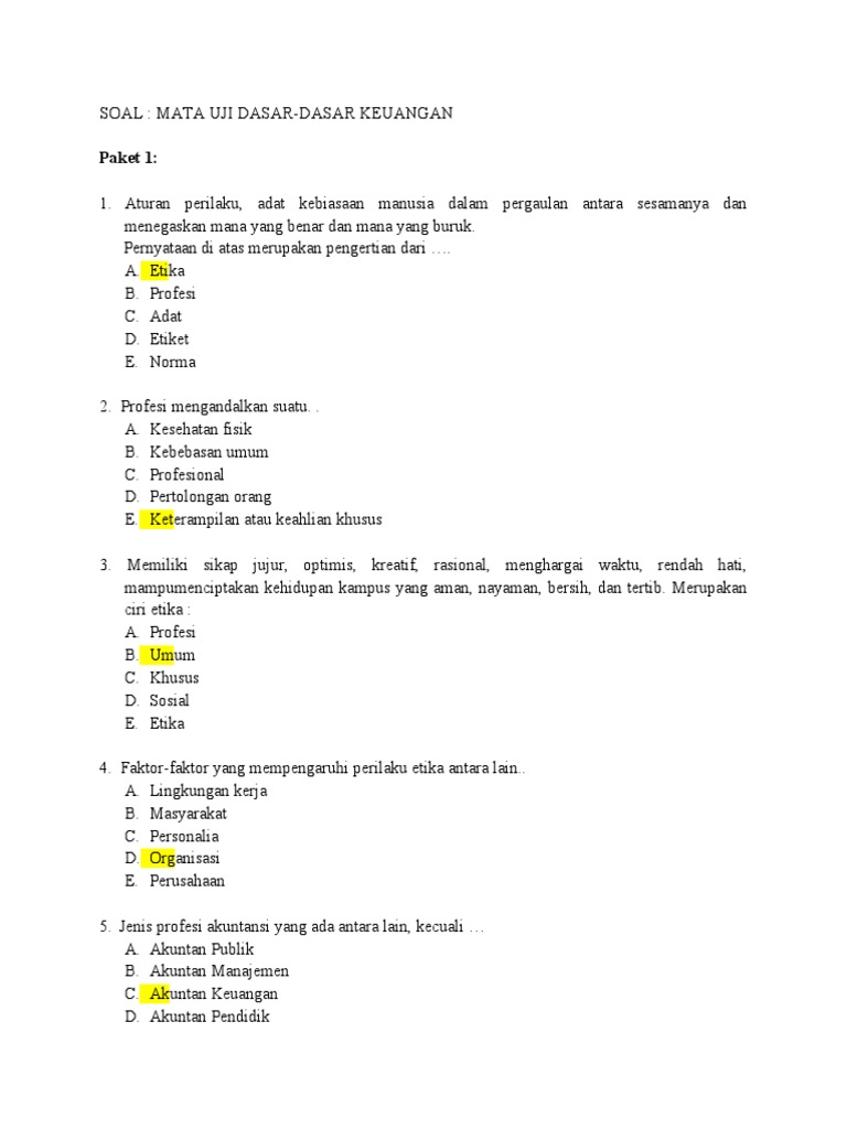 Soal Paket 1 Usbn | PDF