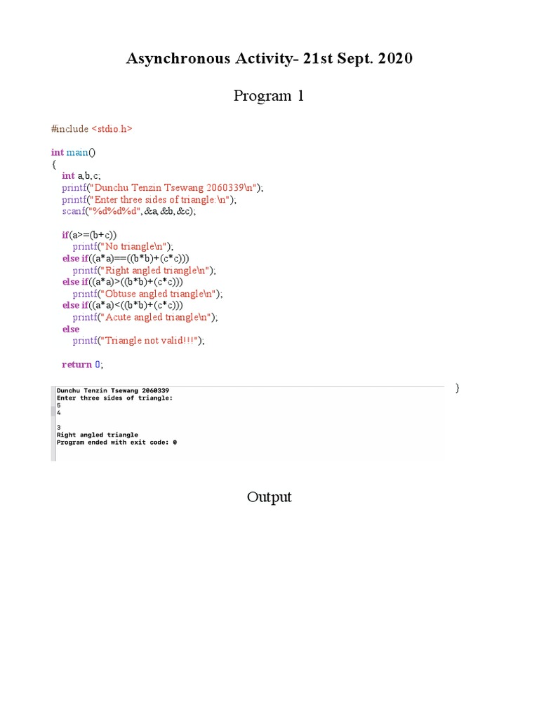 Asynchronous Activity-21st Sept. 2020: Program 1 | PDF | Area | Length