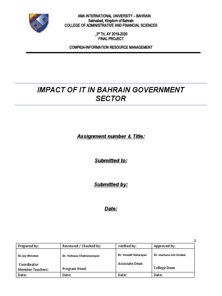 Impact of It in Bahrain Government Sector: Assignment Number & Title ...