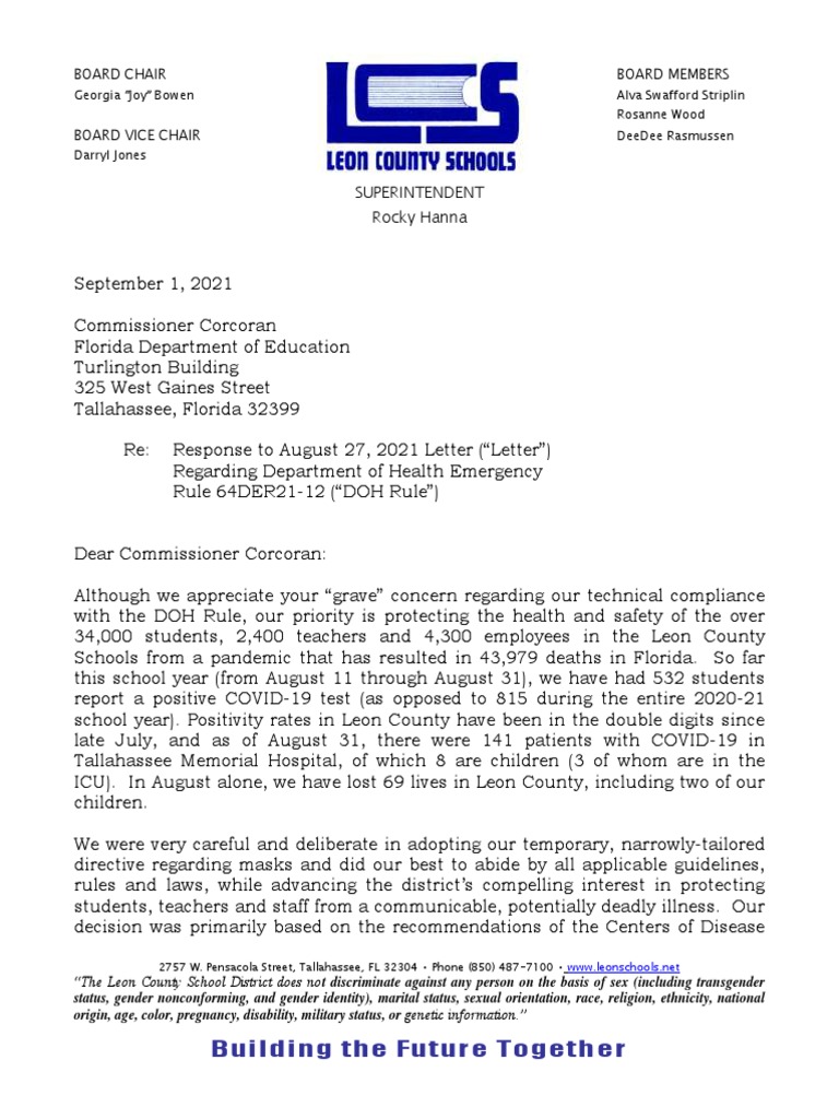 LCS Letter To Commissioner Corcoran - 9.01.2021 | PDF | Federal ...