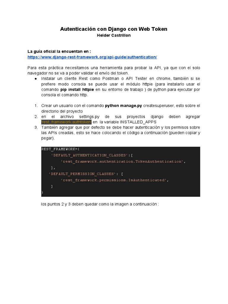 Autenticación Con Django Con Web Token | PDF | Autenticación | ciberespacio Autenticación Con Django Con Web Token | PDF | Autenticación | ciberespacio