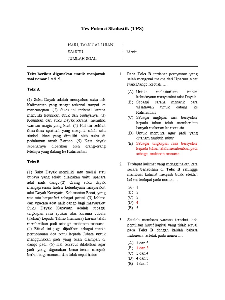 Analisis Teks TPS dan Budaya Dayak | PDF