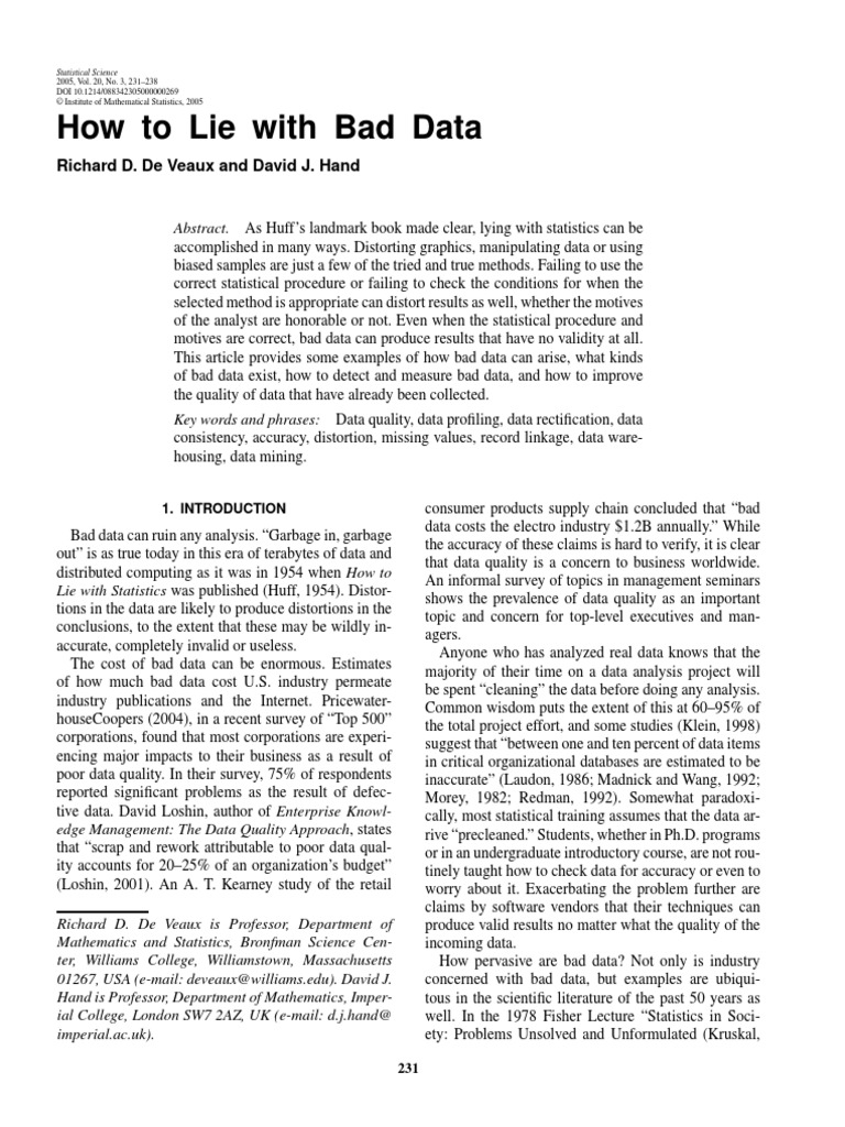 How To Lie With Bad Data | PDF | Statistics | Dependent And Independent ...