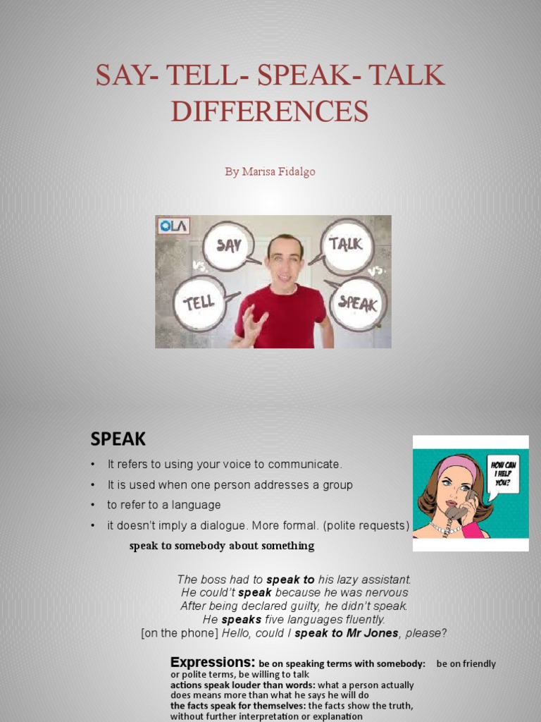 Say-Tell - Speak - Talk Differences: by Marisa Fidalgo | PDF | Human ...