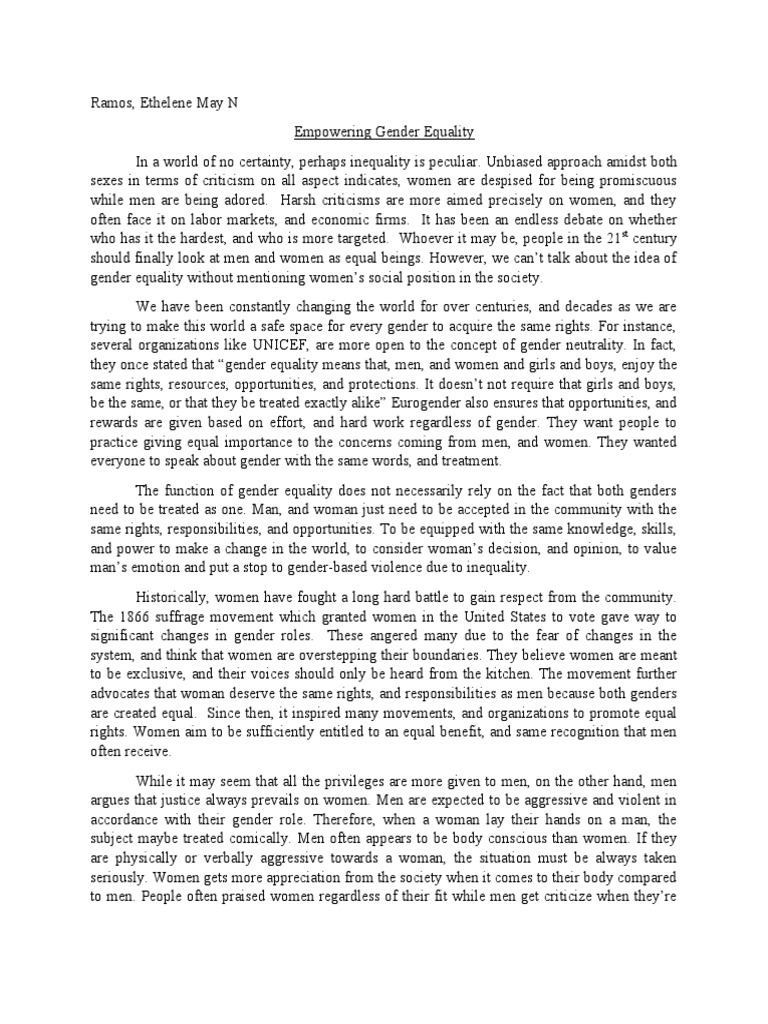 Gender Equality Position Paper | Download Free PDF | Gender Studies ...