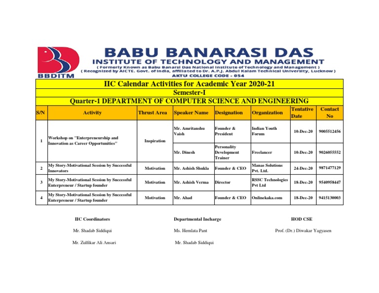 IIC Calender CSE 27-11-2020 | PDF | Innovation