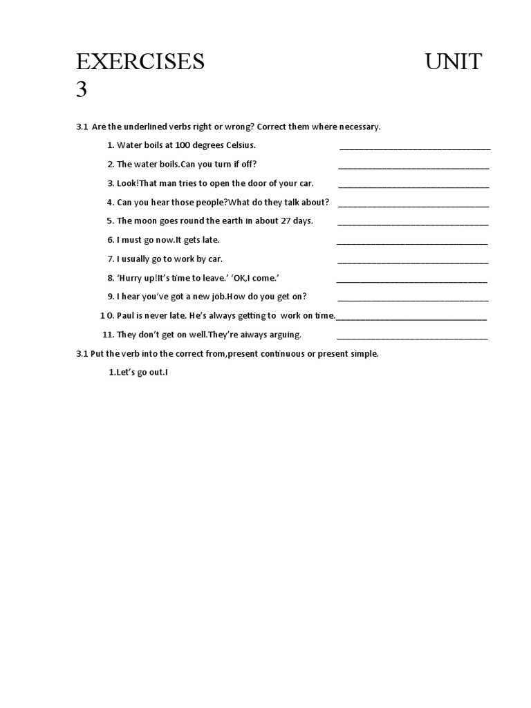 Exercises Unit 3 | PDF