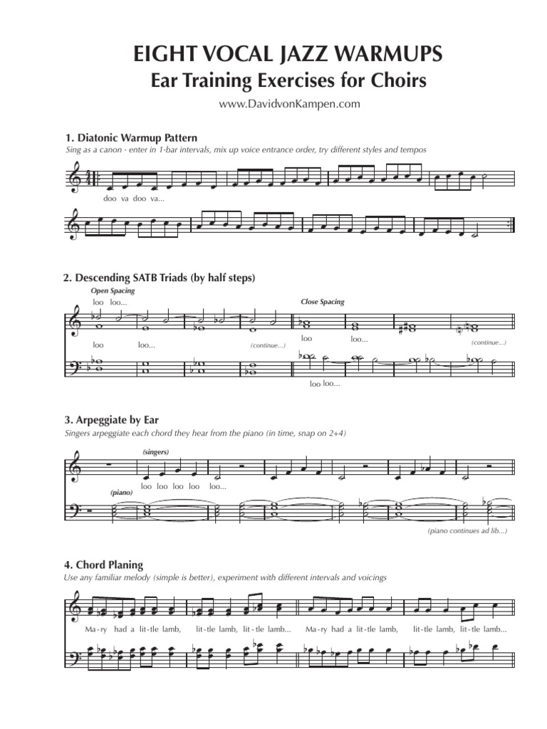 Eight Vocal Jazz Warmups: Ear Training Exercises For Choirs | Download ...