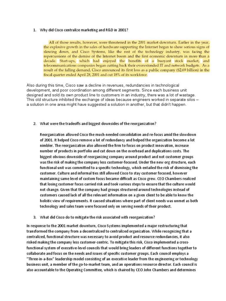 Mitigating the Risk of Lost Customer Focus: How Cisco Implemented Cross ...
