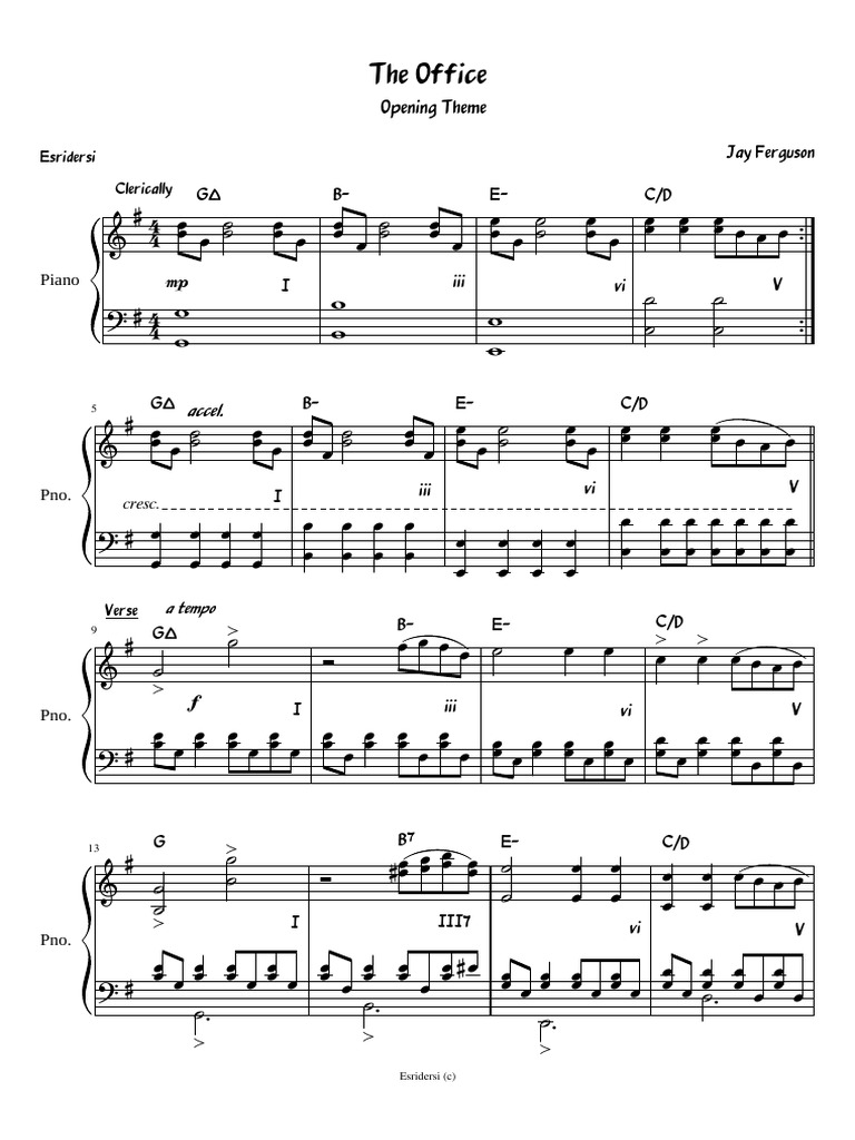 The Office - Opening Theme | PDF | Musical Compositions | Notation