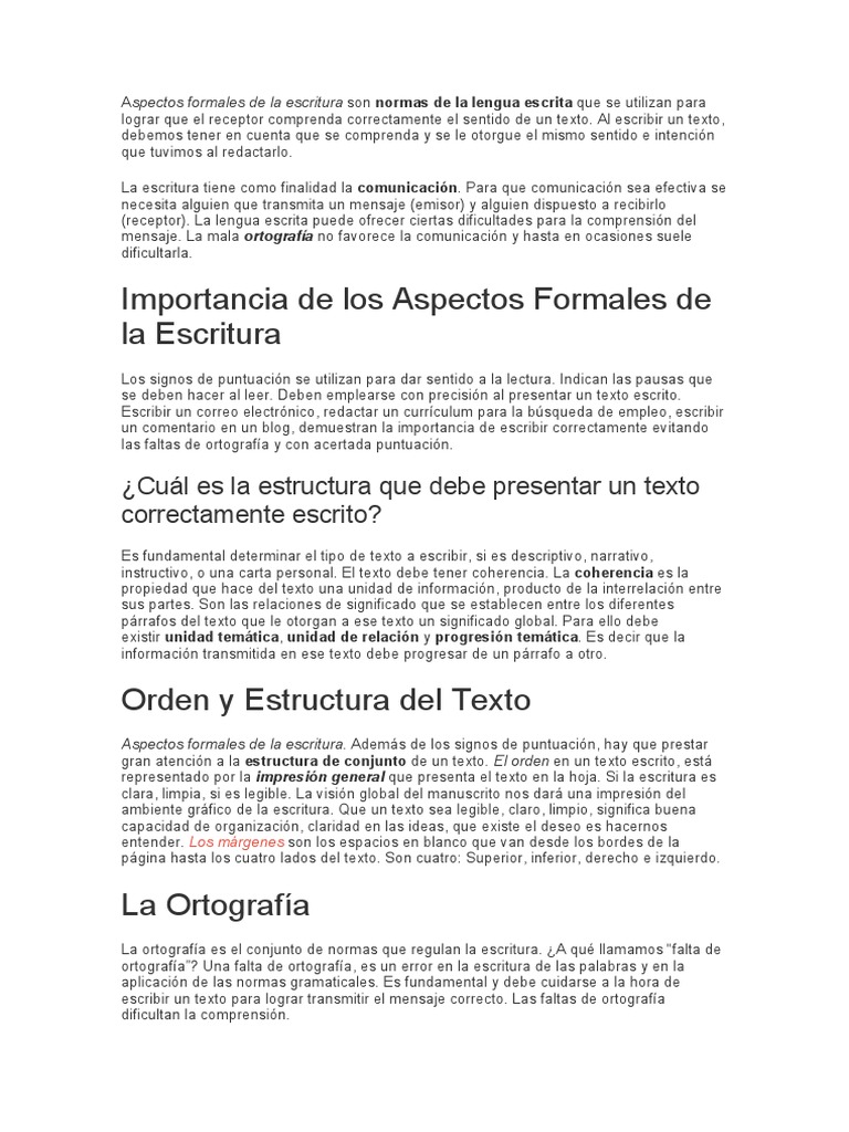 Aspectos Formales de LA ESCRITURA | PDF | Escritura | Coma