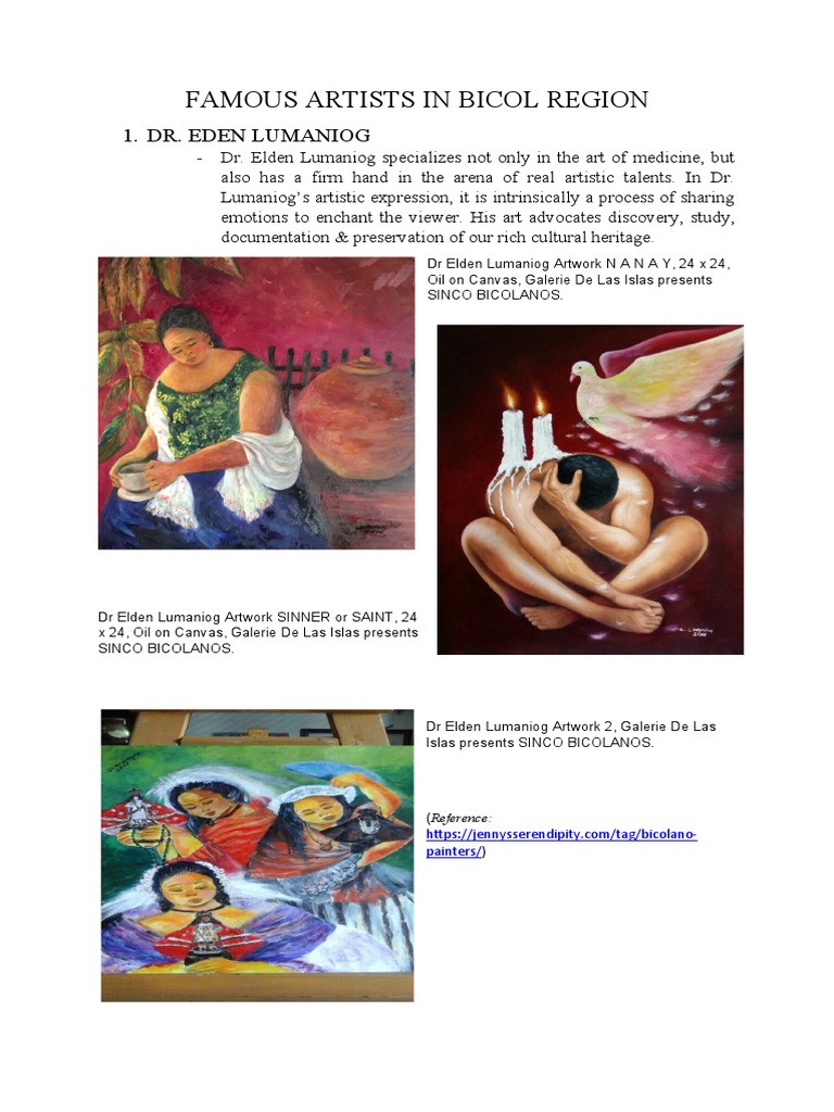 Famous Artists in Bicol Region | PDF | The Arts | Aesthetics