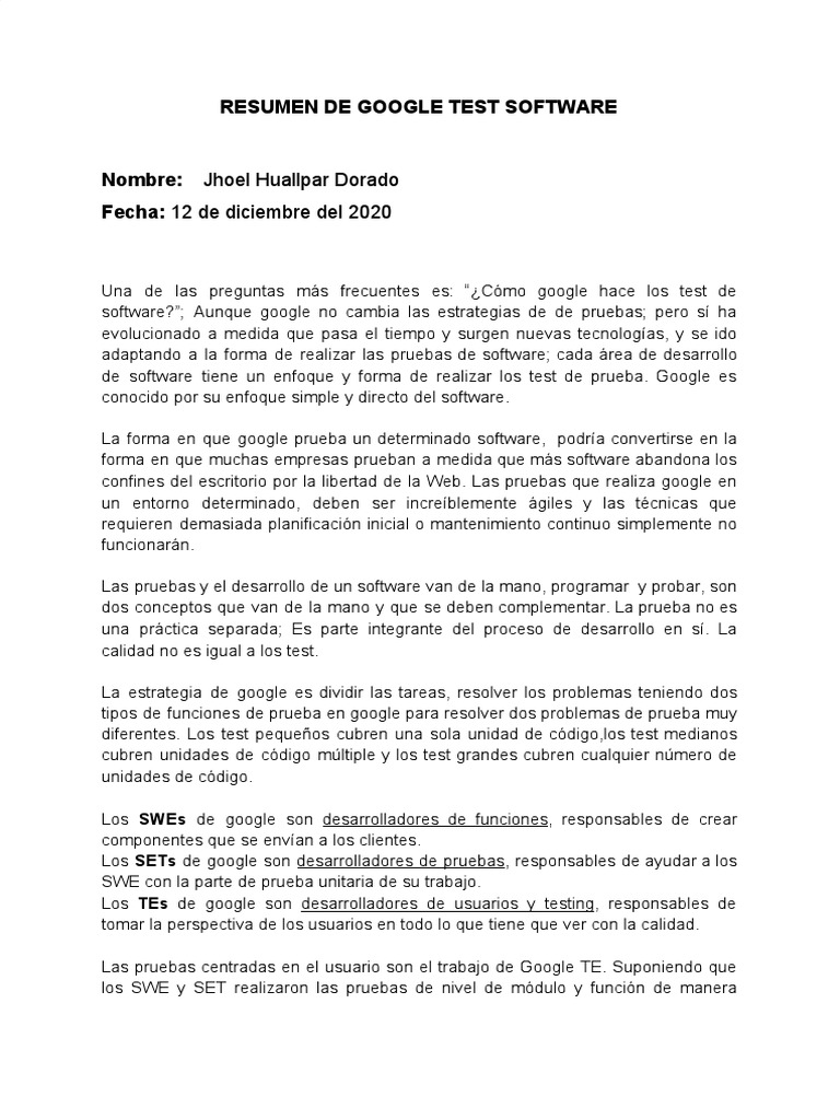 Estrategias de Pruebas de Software en Google | PDF | Software | Edad de ...