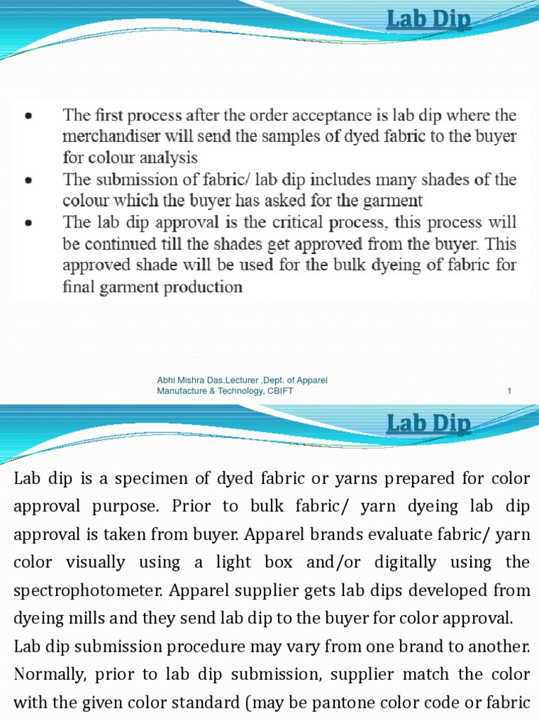 Lectures On Lab Dip | Download Free PDF | Textiles | Dyeing