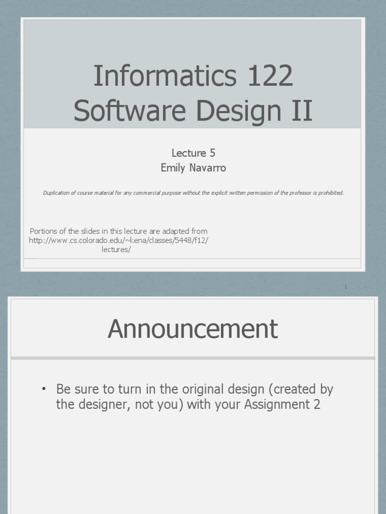 Informatics 122 Software Design II: Emily Navarro | PDF | Method ...