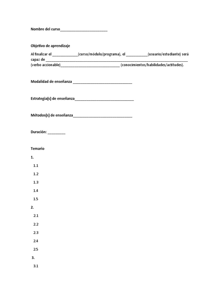 Formato de Cursos para Niños | PDF