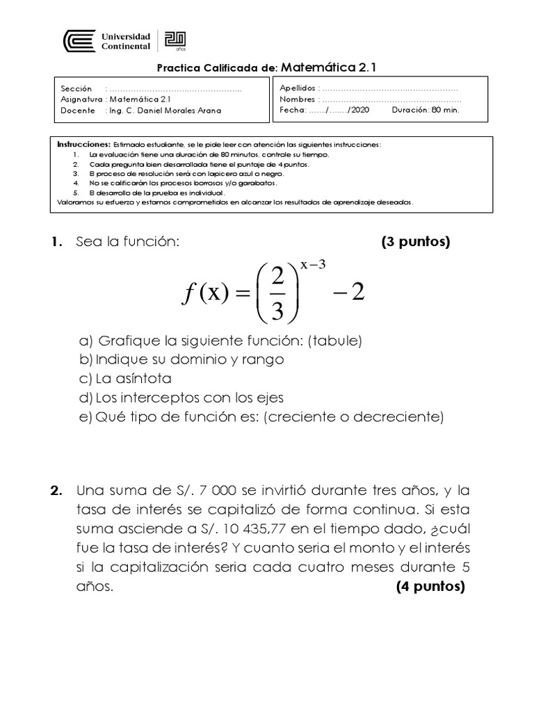 Practica Calificada N4 2020 20 | PDF | Línea (geometría) | Geometría