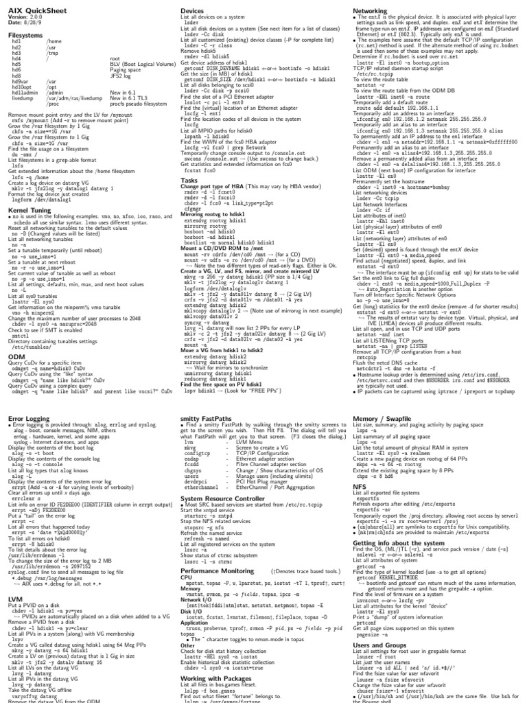 Aix Quicksheet | PDF