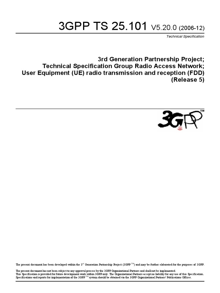 3GPP 25.101 | PDF | High Speed Packet Access | Bandwidth (Signal ...