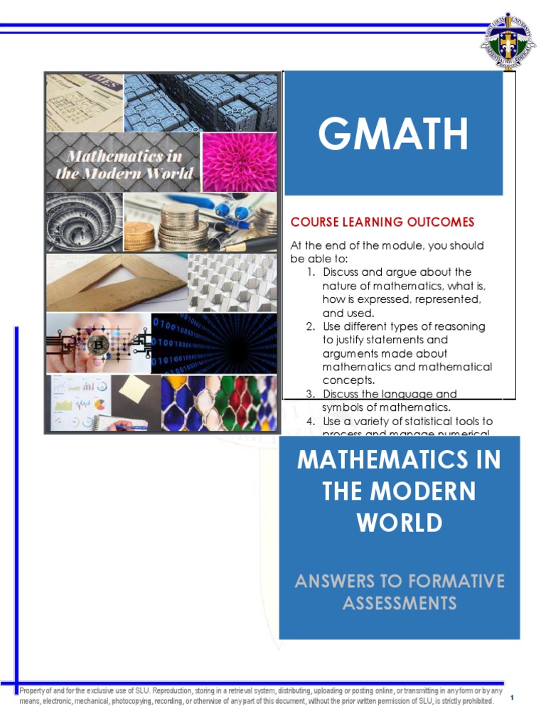 GMATH AnswerToFormativeAssessments - ShortTerm2021 | PDF | Level Of Measurement | Mathematics